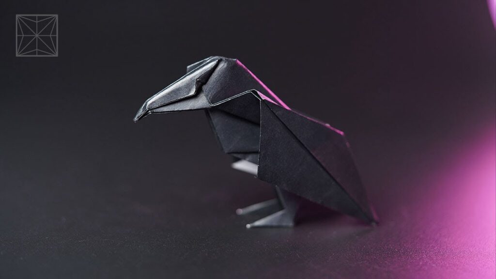Origami Halloween Crow (Raven) Easy Tutorial step by step | How to Make a Paper Crow – Paper ...