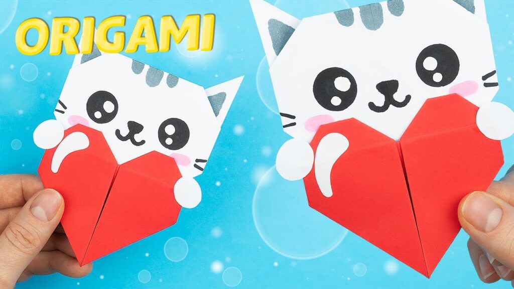 How to Make Origami Cat Heart: Paper Craft for Valemtines Day ...