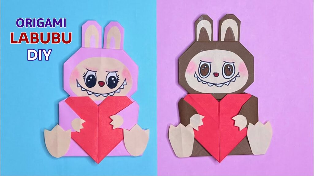 ORIGAMI PAPER LABUBU / How to make Paper LABUBU Doll with Heart / DIY ...